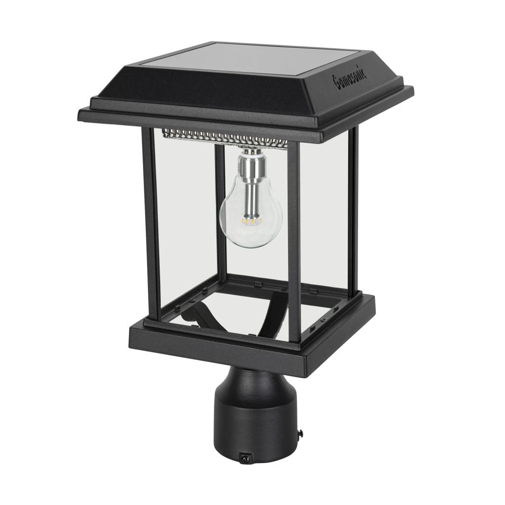 Gama Sonic Aspen II Solar Post Light with 3” Fitter – 250 Lumen Outdoor ...