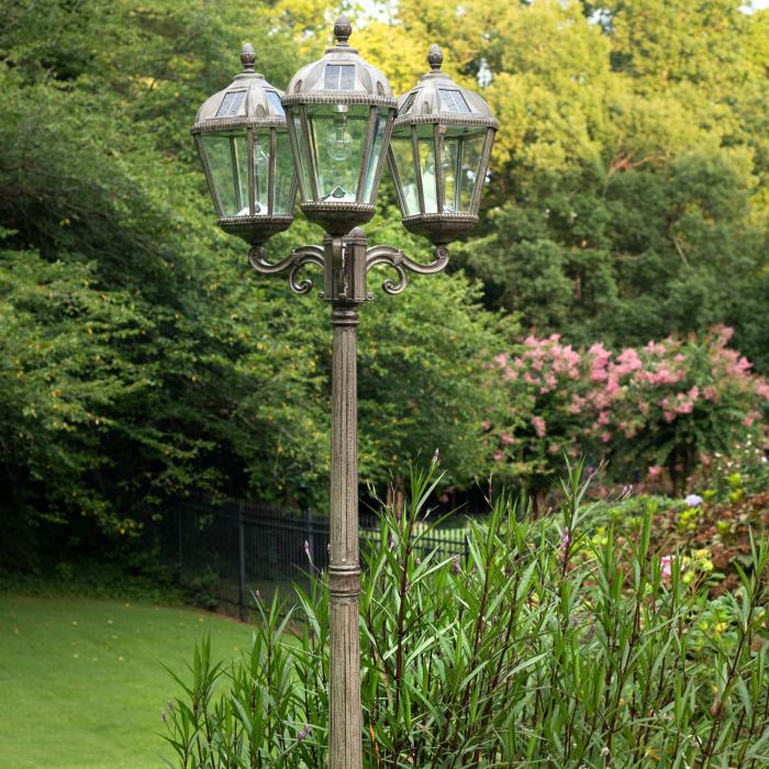 Royal Bulb Solar Lamp Post - w/GS Solar Light Bulb - Triple Lamps ...