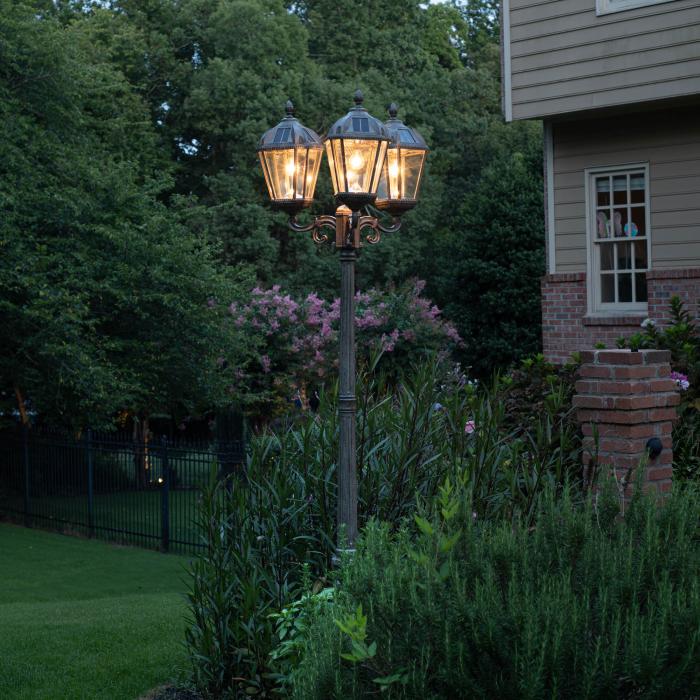 Royal Bulb Solar Lamp Post - w/GS Solar Light Bulb - Triple Lamps ...