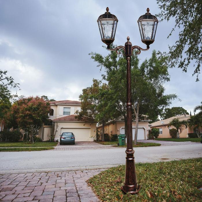 Royal Bulb Solar Lamp Post - w/GS Solar Light Bulb - Double Lamps ...