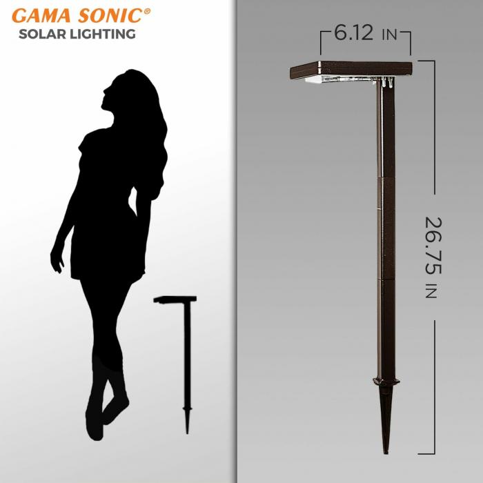 Contemporary Square Solar Path Light with 3 Ground Stake Mounting ...